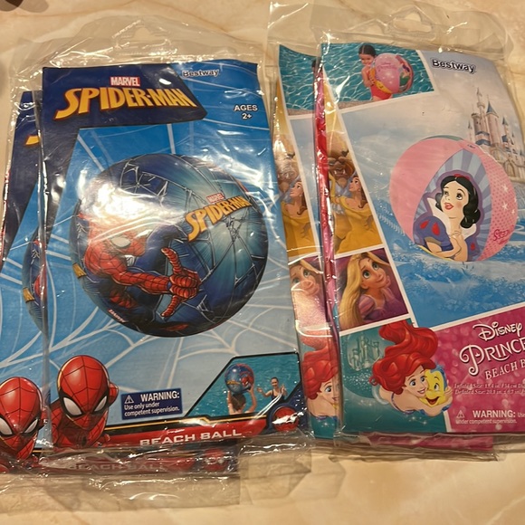 Disney | Swim | Nwt 4pc Marvel Spiderman Disney Princess Beach Balls ...